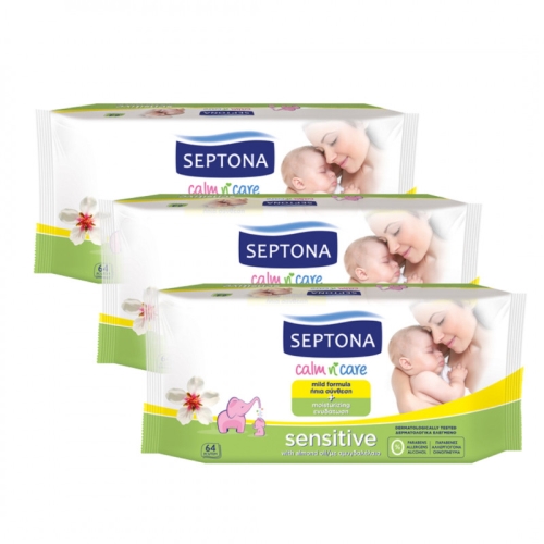 Septona Baby Wipes Sensitive Package, 64 pcs X 3 packs - Septona Baby ...